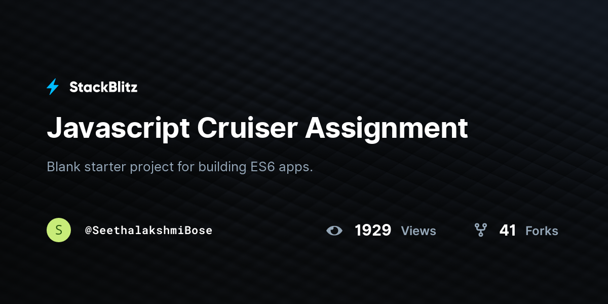 Javascript Cruiser Assignment - StackBlitz