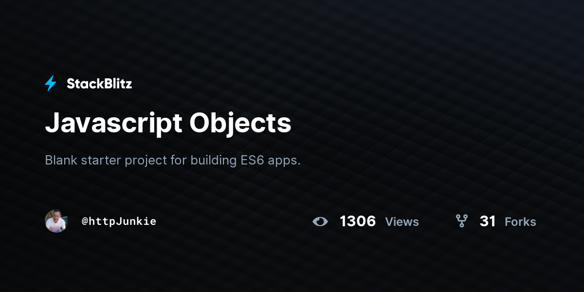 Javascript Objects - StackBlitz