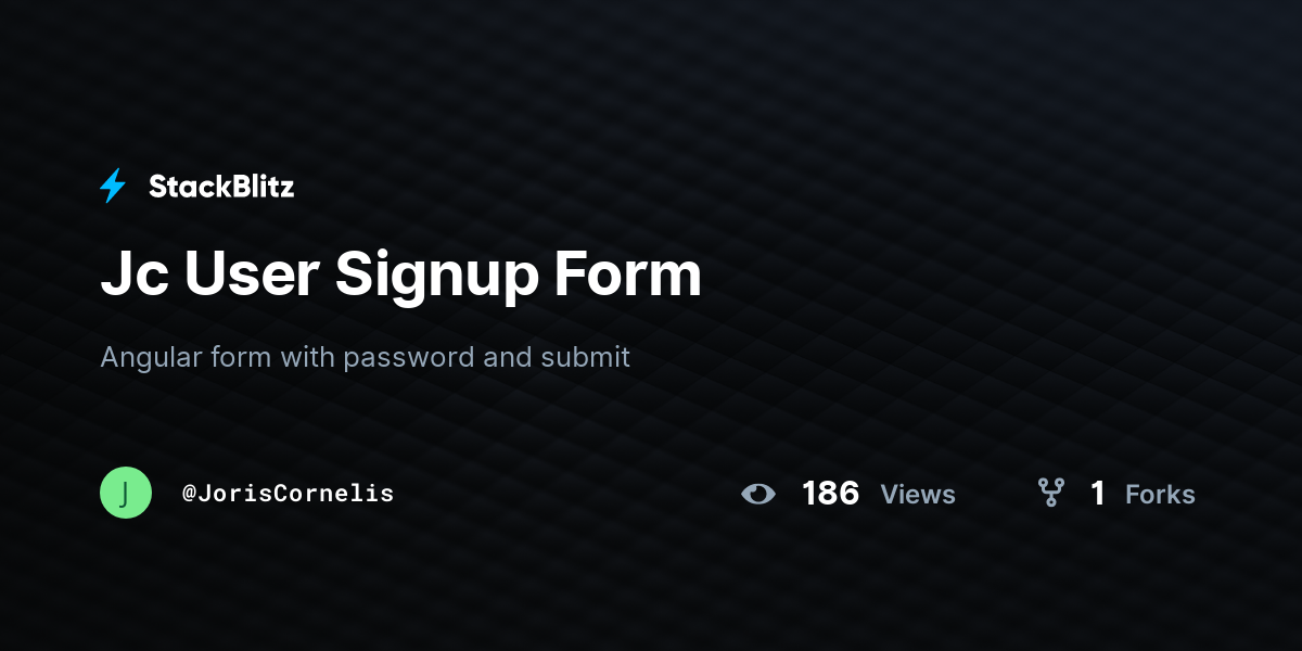 Jc User Signup Form - StackBlitz Jc User Signup Form - StackBlitz