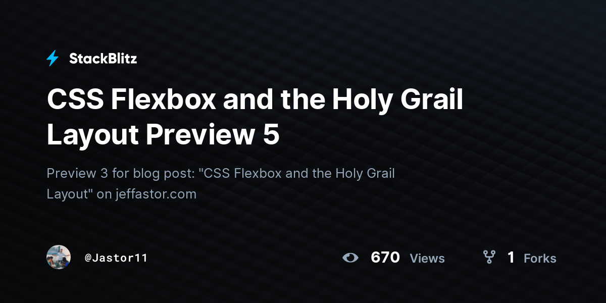 CSS Flexbox and the Holy Grail Layout Preview 5 - StackBlitz CSS Flexbox and the Holy Grail Layout Preview 5 - StackBlitz