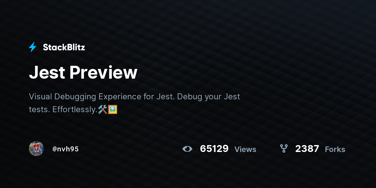 Jest Preview - StackBlitz