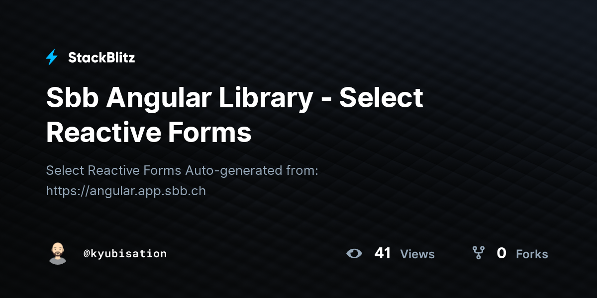 Sbb Angular Library - Select Reactive Forms - StackBlitz