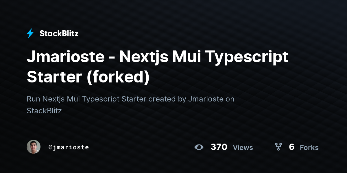 Jmarioste - Nextjs Mui Typescript Starter (forked) - StackBlitz Jmarioste - Nextjs Mui Typescript Starter (forked) - StackBlitz