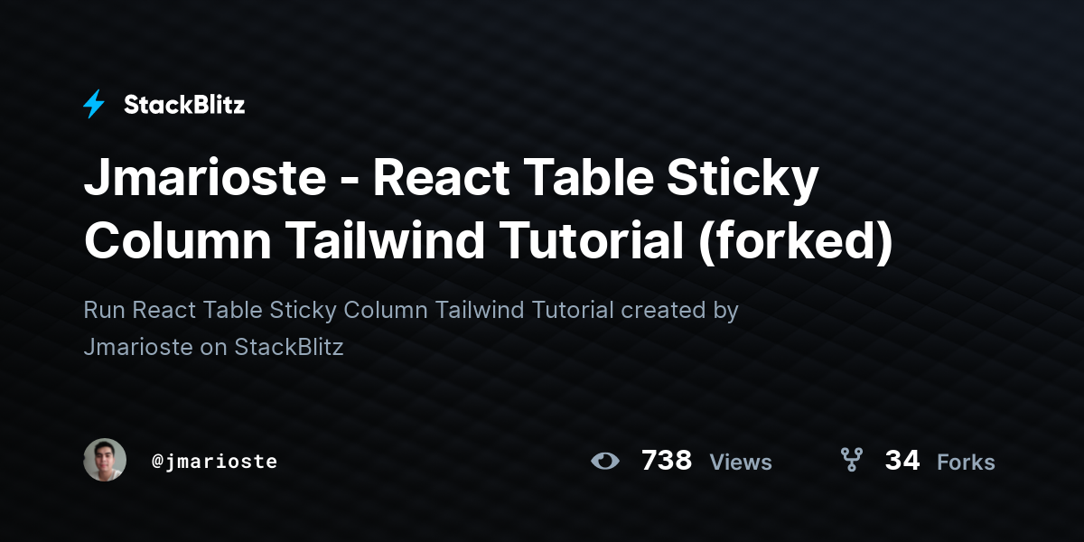 Jmarioste - React Table Sticky Column Tailwind Tutorial (forked ...
