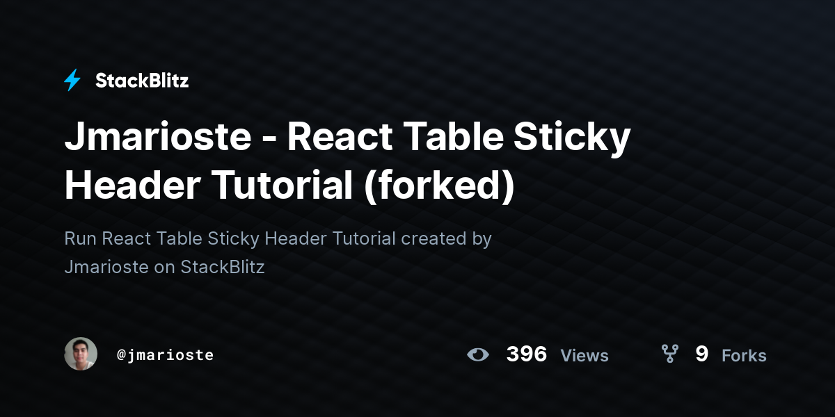 Jmarioste - React Table Sticky Header Tutorial (forked) - StackBlitz