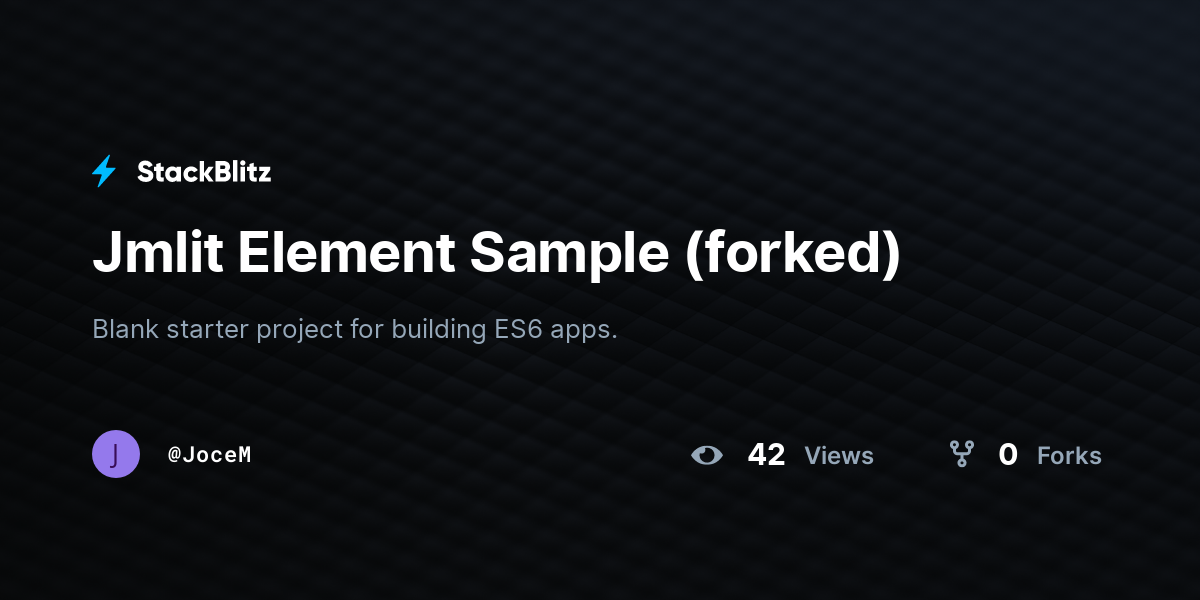 Jmlit Element Sample (forked) - StackBlitz Jmlit Element Sample (forked) - StackBlitz