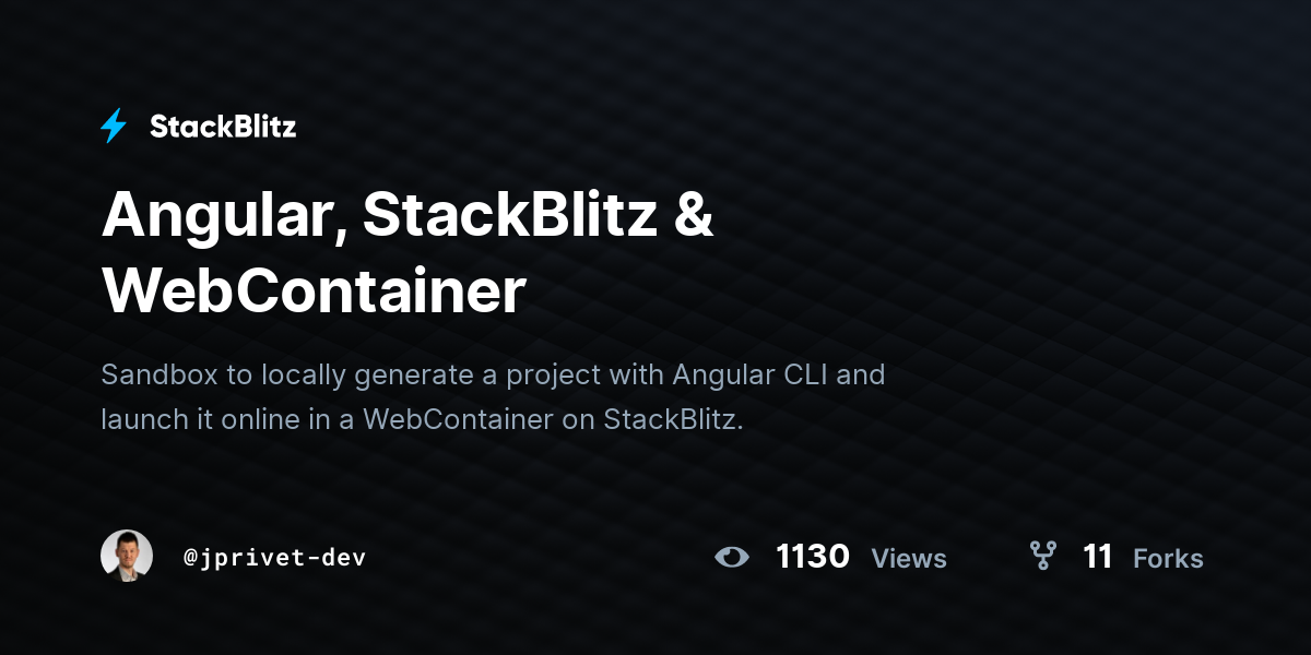 Angular, StackBlitz & WebContainer - StackBlitz
