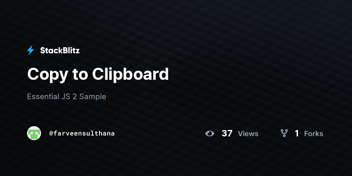 Copy to Clipboard - StackBlitz