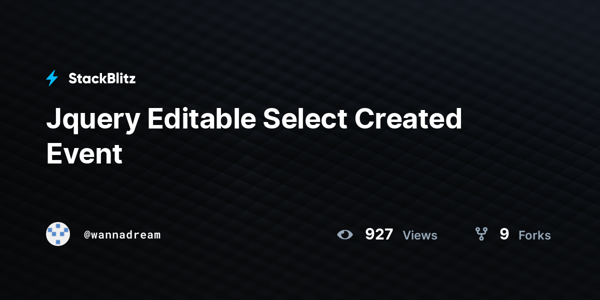 Jquery Editable Select Created Event - StackBlitz