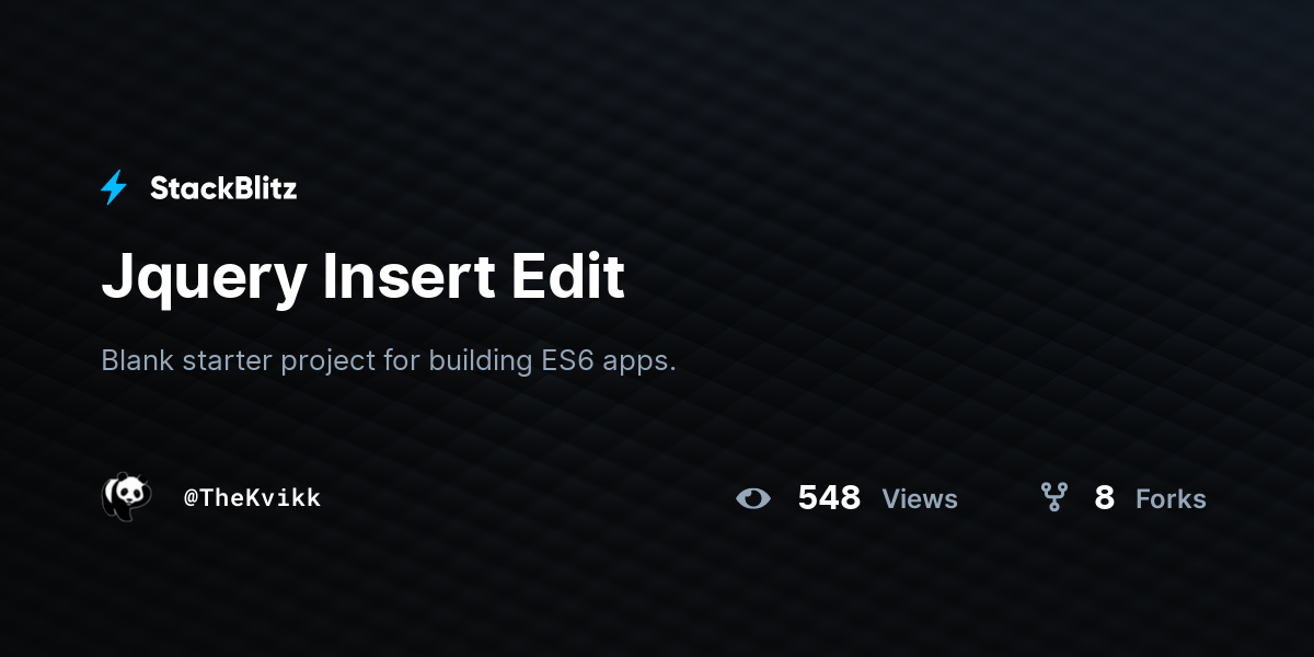 Jquery Insert Edit - StackBlitz Jquery Insert Edit - StackBlitz