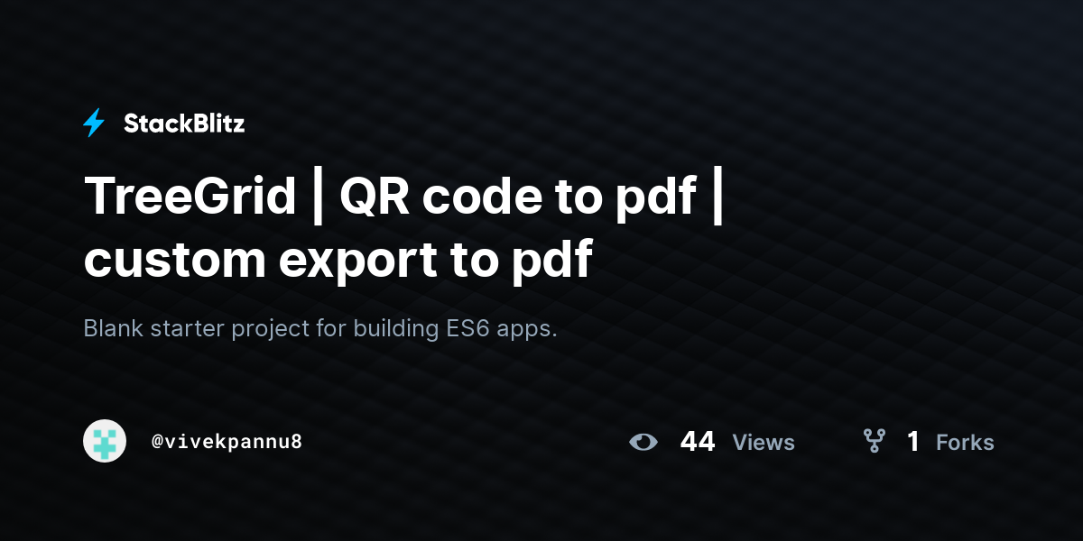 TreeGrid | QR code to pdf | custom export to pdf - StackBlitz
