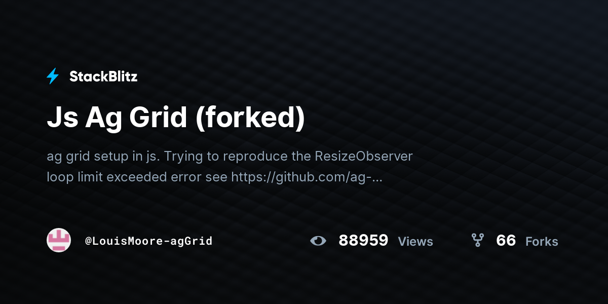 Js Ag Grid (forked) - StackBlitz