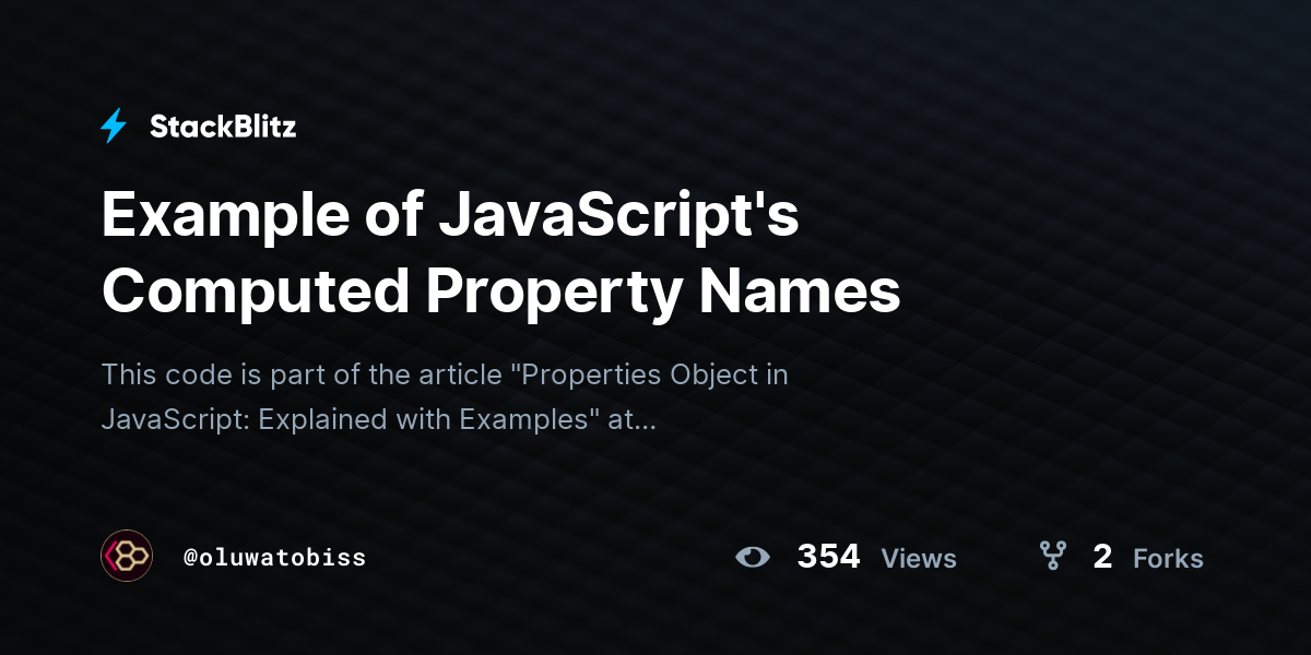 Example Of JavaScript s Computed Property Names StackBlitz