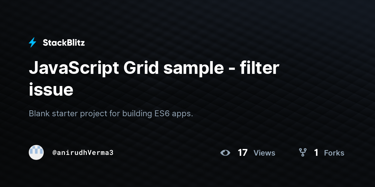 JavaScript Grid sample - filter issue - StackBlitz JavaScript Grid sample - filter issue - StackBlitz