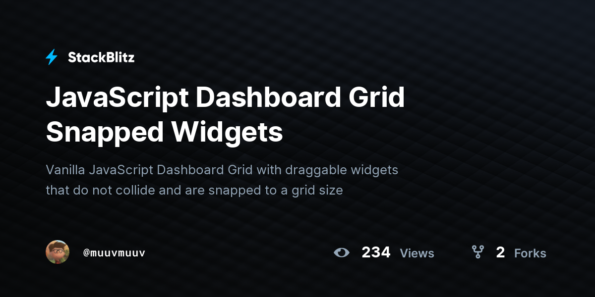 JavaScript Dashboard Grid Snapped Widgets - StackBlitz