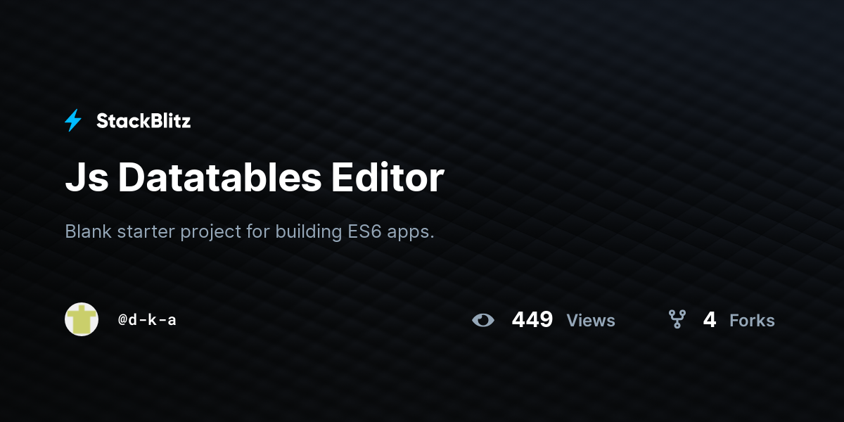 Js Datatables Editor - StackBlitz
