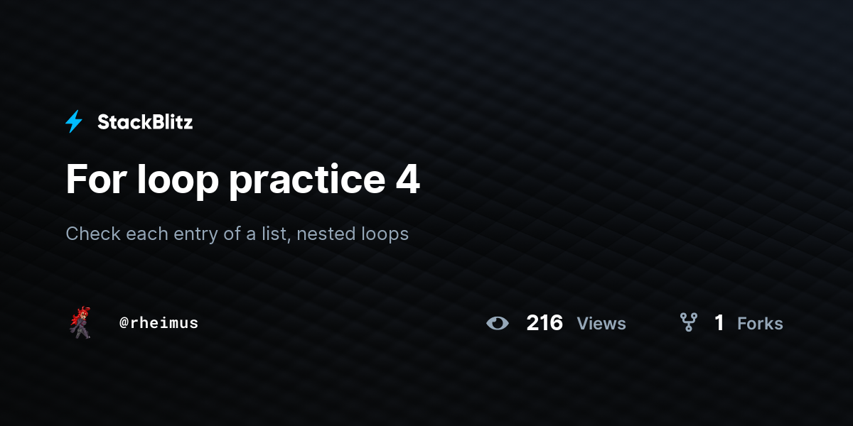 For loop practice 4 - StackBlitz