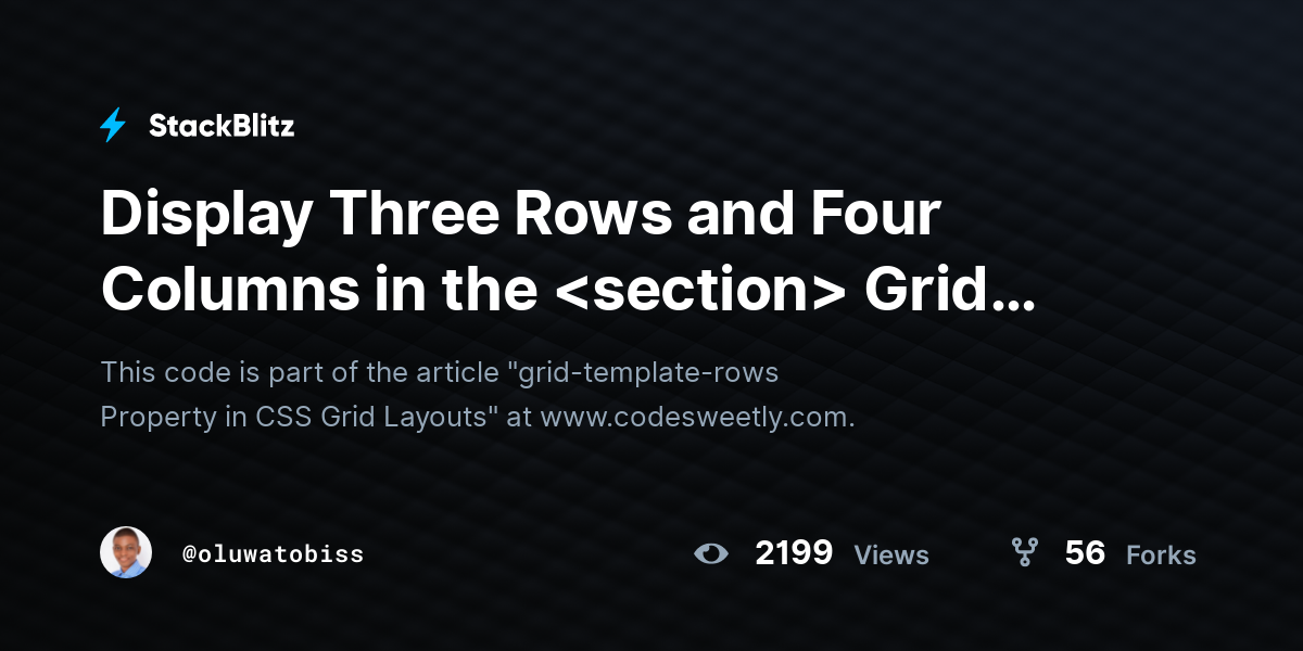 Display Three Rows and Four Columns in the Grid Container - StackBlitz