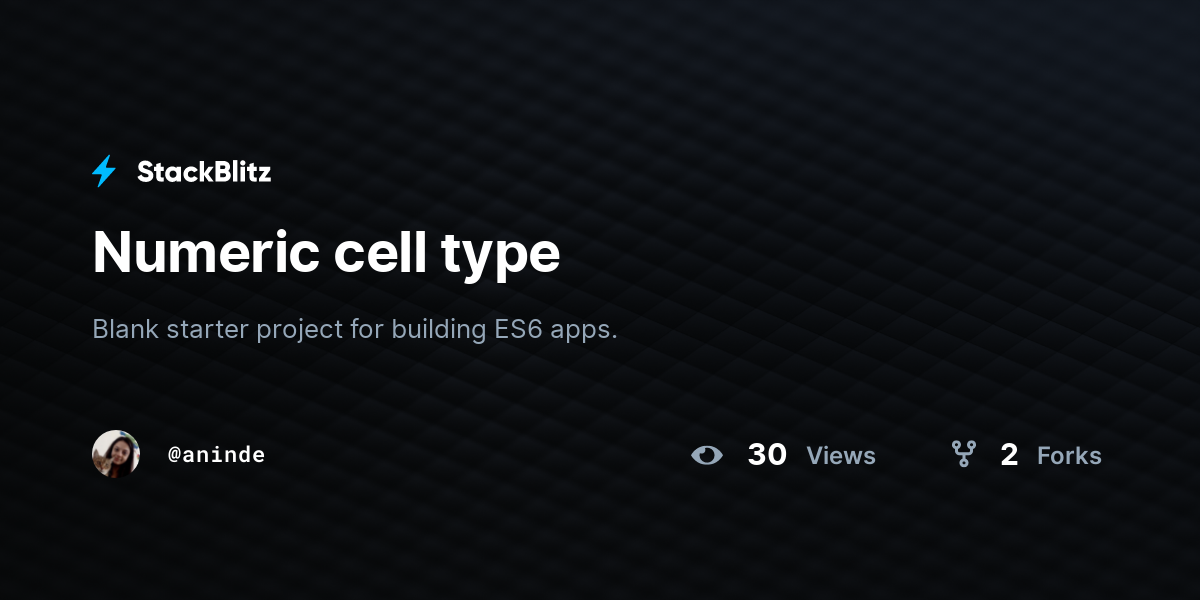 Numeric cell type - StackBlitz