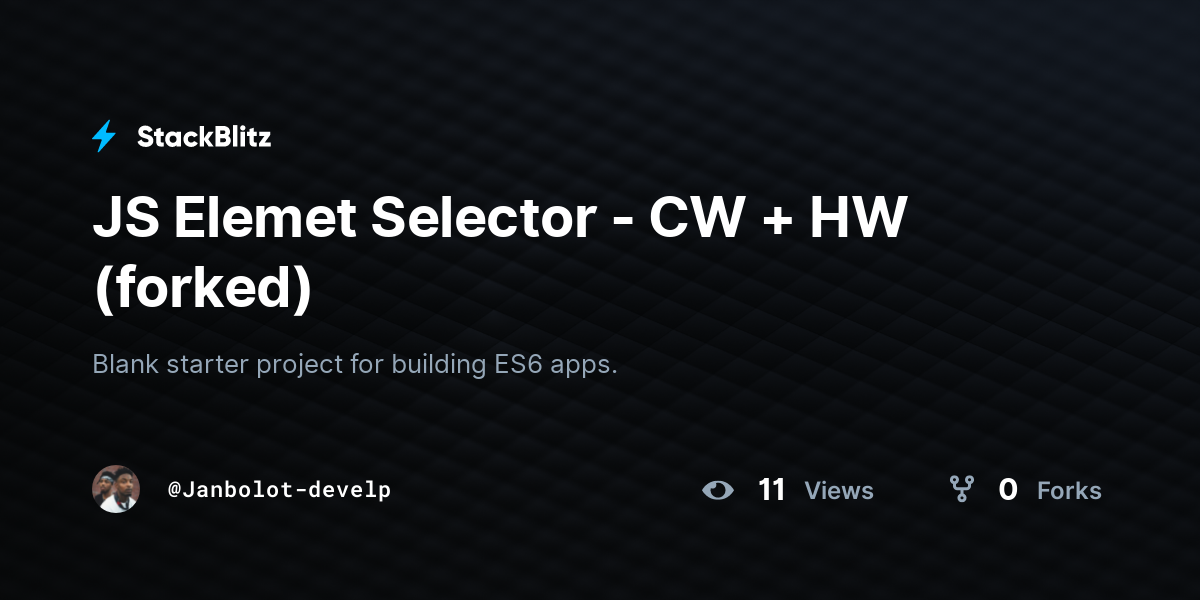JS Elemet Selector - CW + HW (forked) - StackBlitz