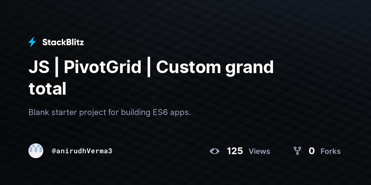Js Pivotgrid Custom Grand Total Stackblitz