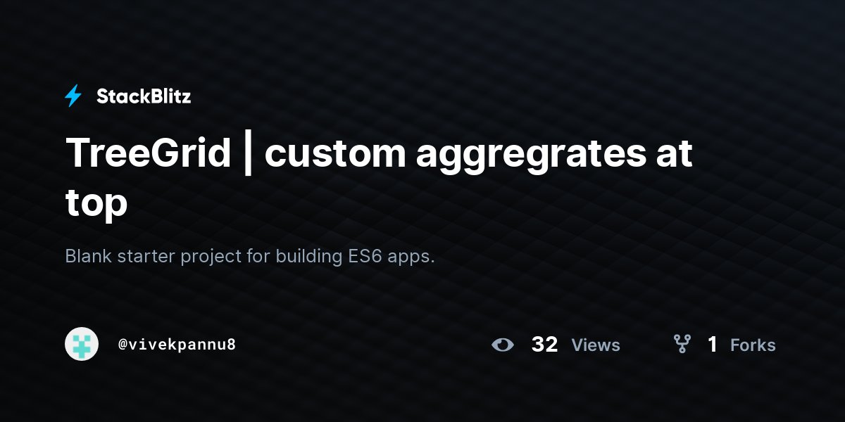 TreeGrid | custom aggregrates at top - StackBlitz