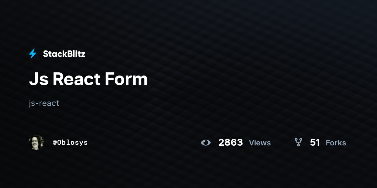 Js React Form Stackblitz