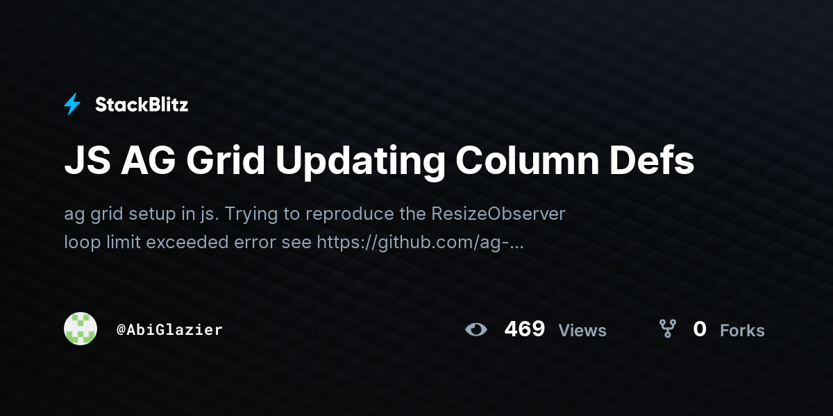JS AG Grid Updating Column Defs - StackBlitz