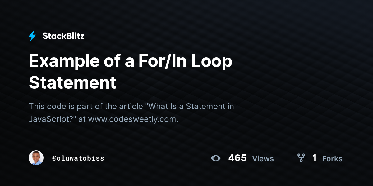 Example of a For/In Loop Statement - StackBlitz