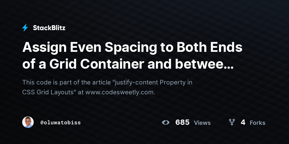 Assign Even Spacing to Both Ends of a Grid Container and between Its Columns - StackBlitz