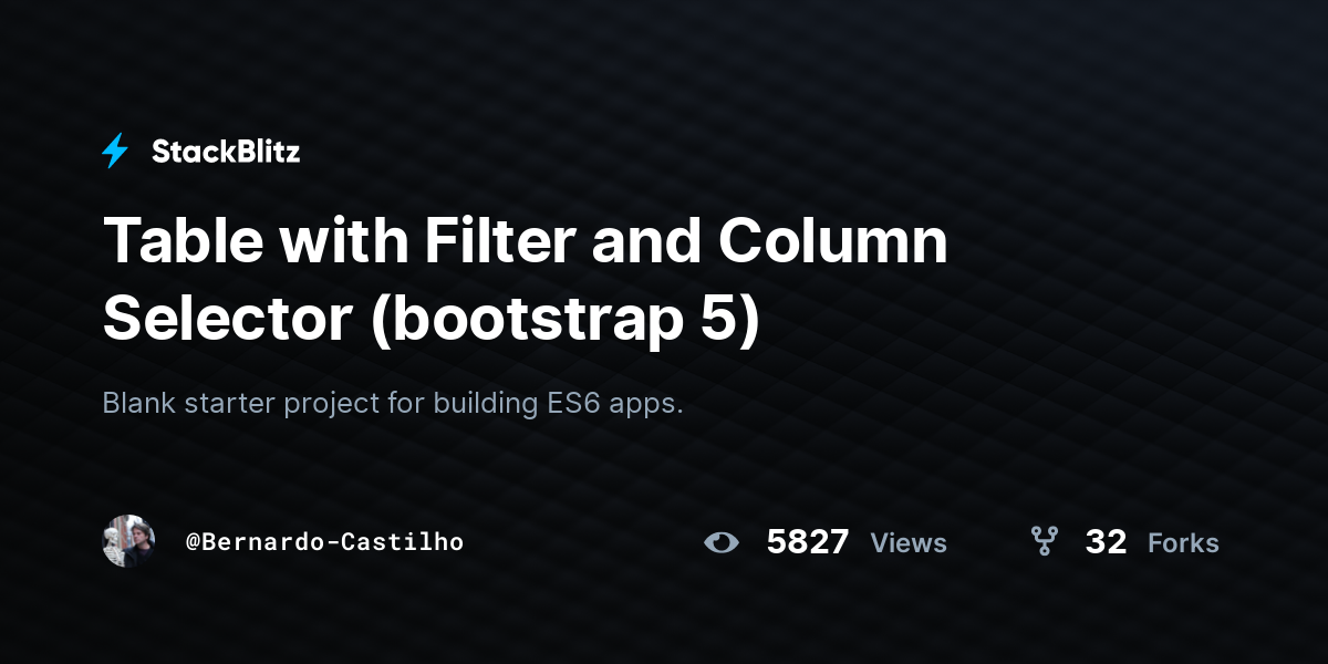 Table with Filter and Column Selector (bootstrap 5) - StackBlitz