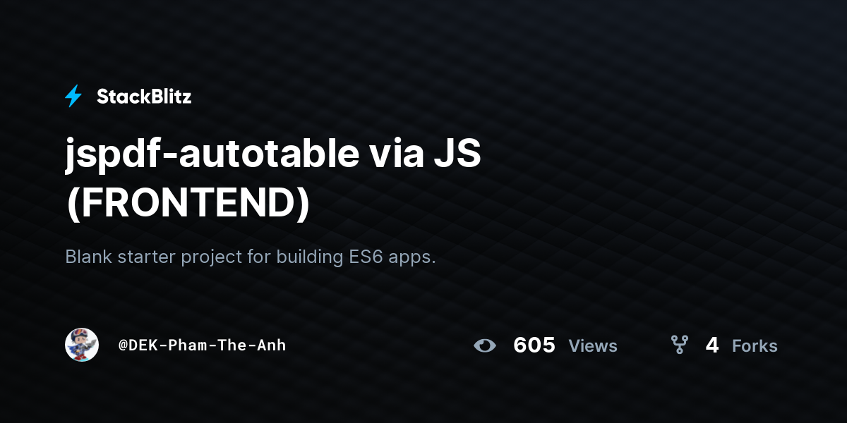 jspdf-autotable via JS (FRONTEND) - StackBlitz