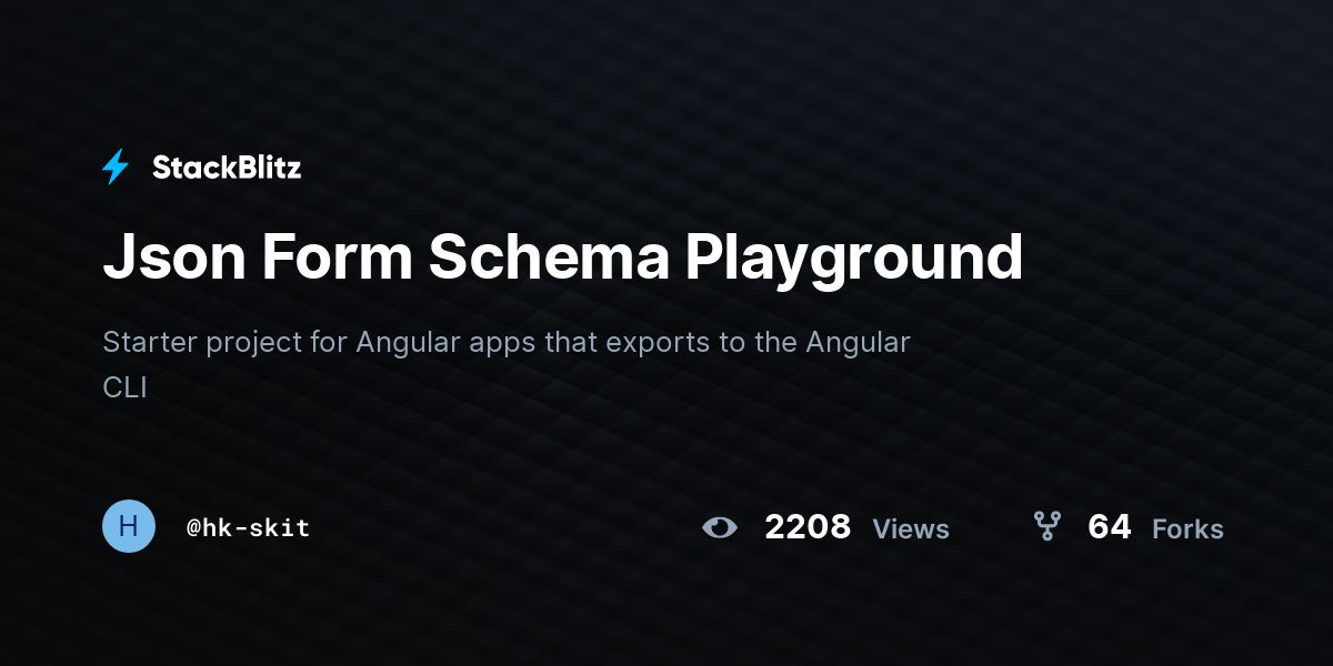 Json Form Schema Playground - StackBlitz