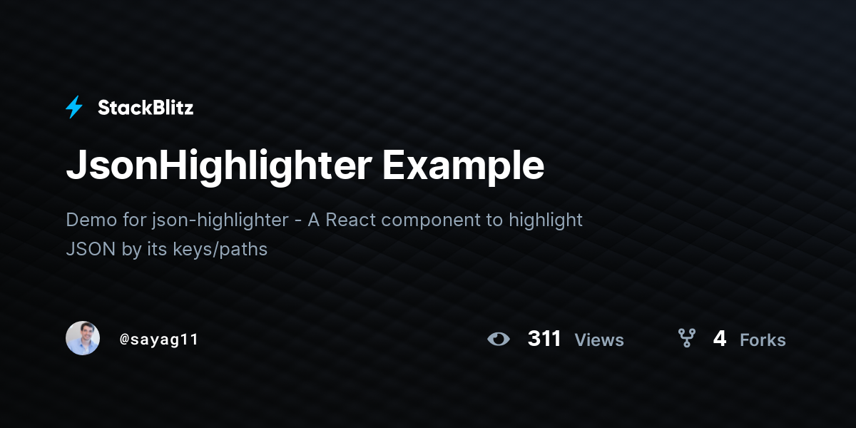 JsonHighlighter Example - StackBlitz