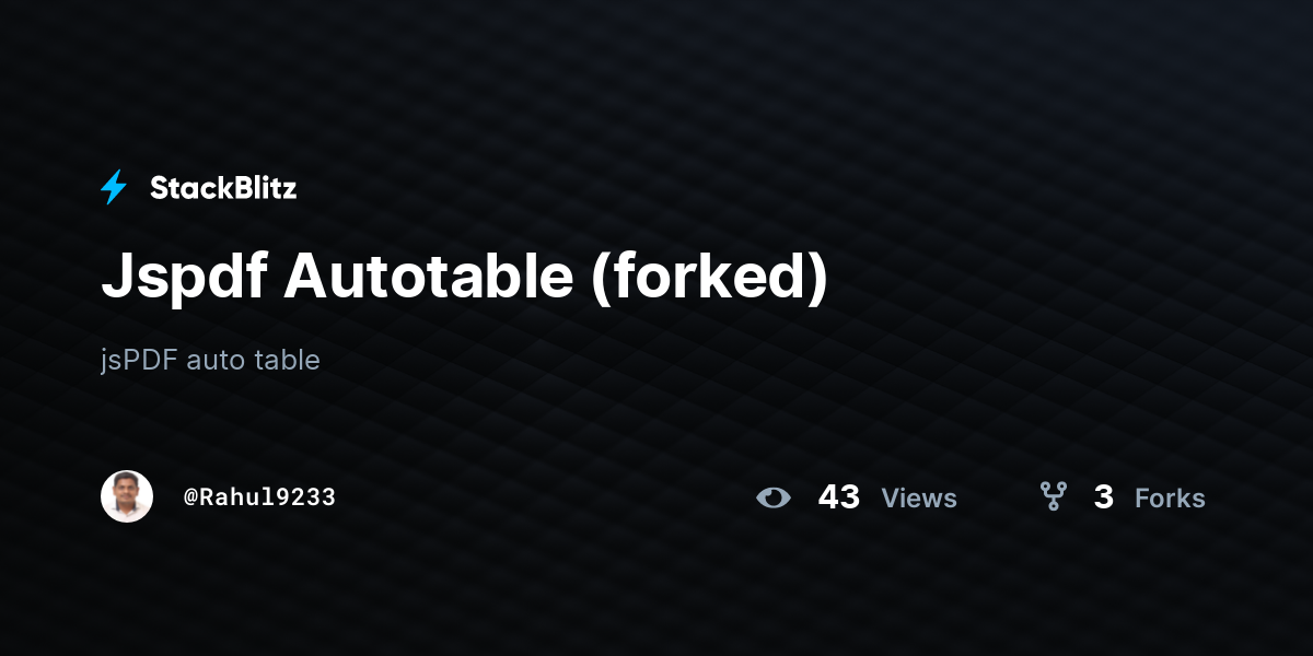 Jspdf Autotable Forked Stackblitz