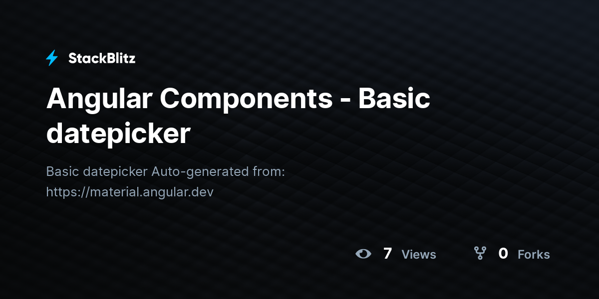 Angular Components - Basic datepicker - StackBlitz