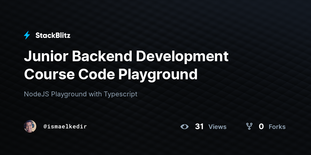 Junior Backend Development Course Code Playground - StackBlitz