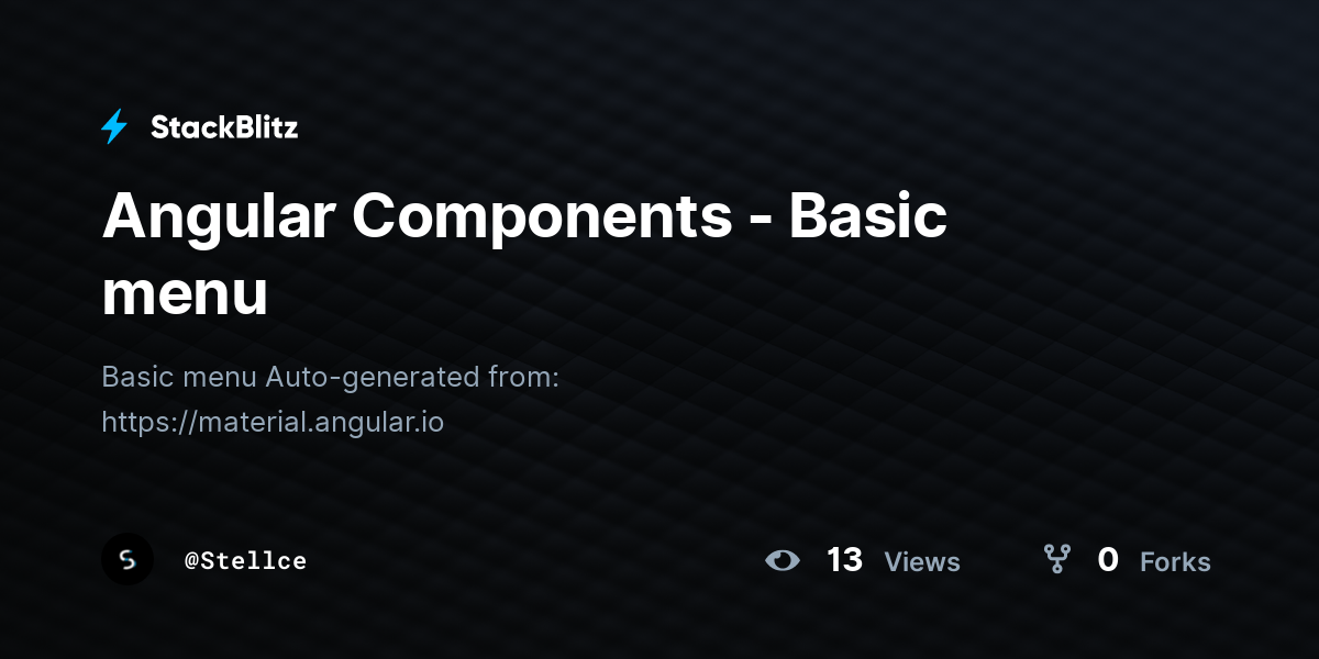 Angular Components - Basic menu - StackBlitz