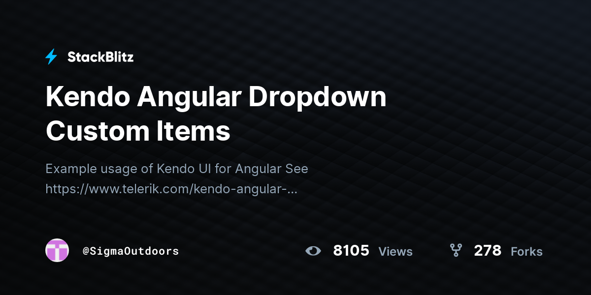 Kendo Angular Dropdown Custom Items - StackBlitz