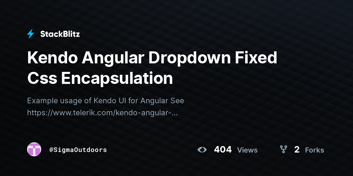 Kendo Angular Dropdown Fixed Css Encapsulation - StackBlitz