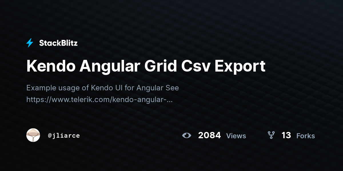 Kendo Angular Grid Csv Export - StackBlitz