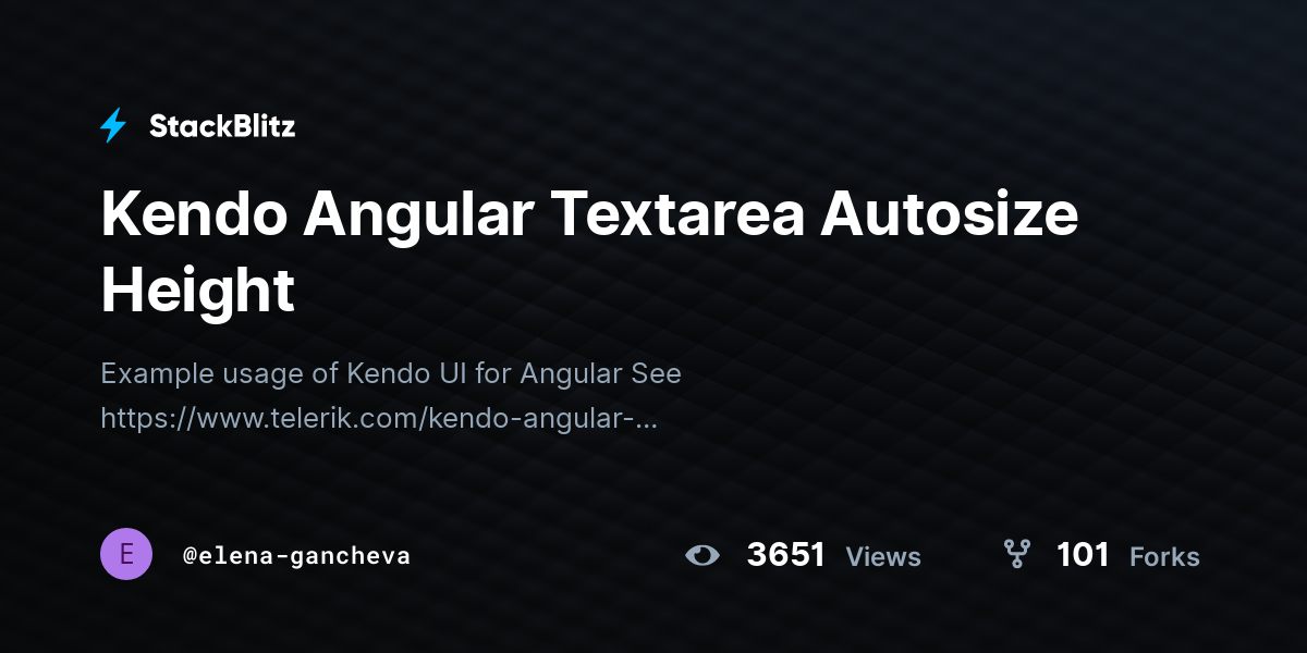 Kendo Angular Textarea Autosize Height - StackBlitz