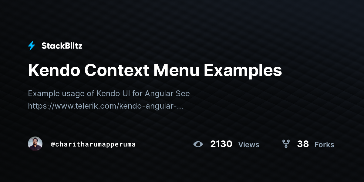 Kendo Context Menu Examples - StackBlitz