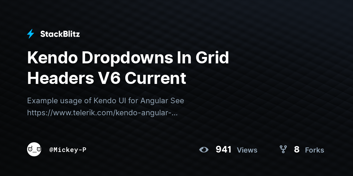 Kendo Dropdowns In Grid Headers V6 Current - StackBlitz