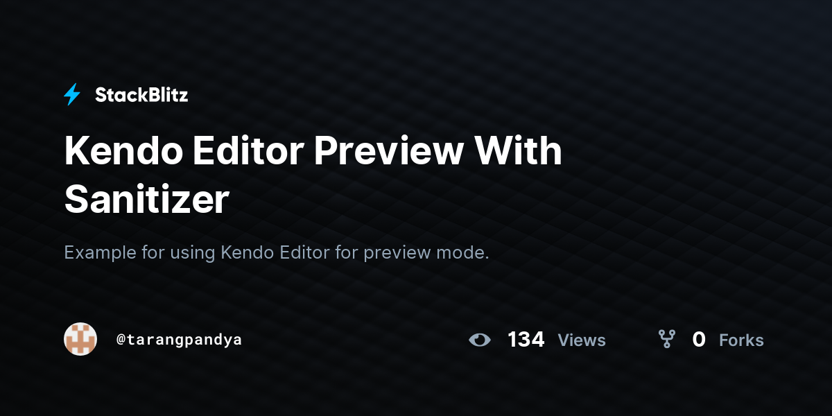 Kendo Editor Preview With Sanitizer - StackBlitz