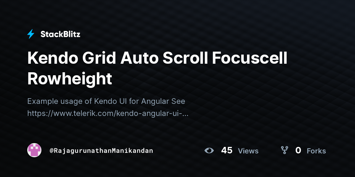 Kendo Grid Auto Scroll Focuscell Rowheight - StackBlitz