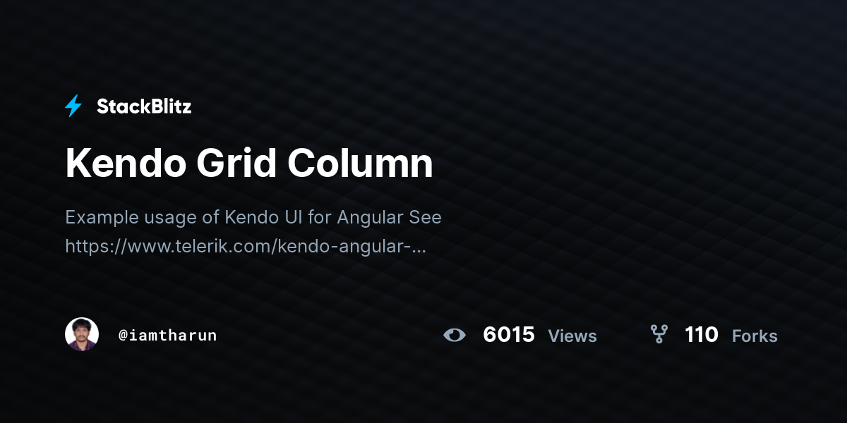 Kendo Grid Column - StackBlitz Kendo Grid Column - StackBlitz