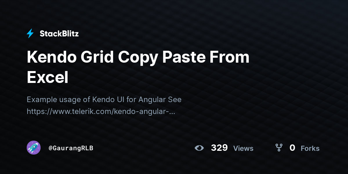 Kendo Grid Copy Paste From Excel - StackBlitz