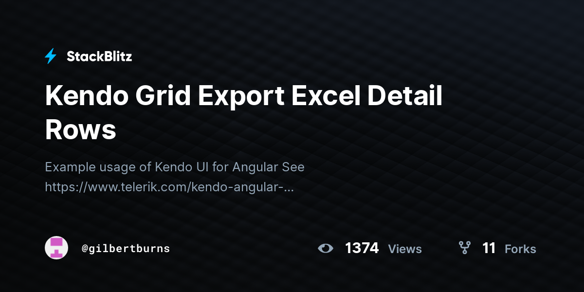Kendo Grid Export Excel Detail Rows - StackBlitz