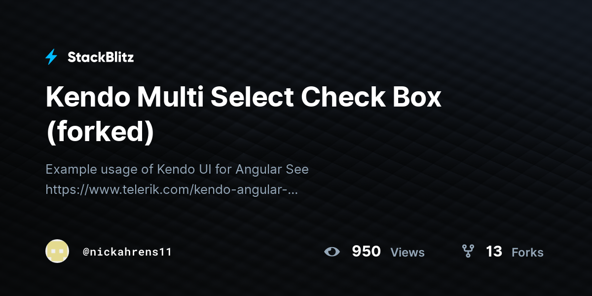 Kendo Multi Select Check Box (forked) - StackBlitz